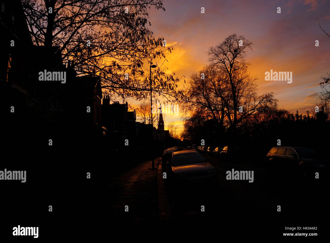 Street at Sunset Stock Photo - Alamy