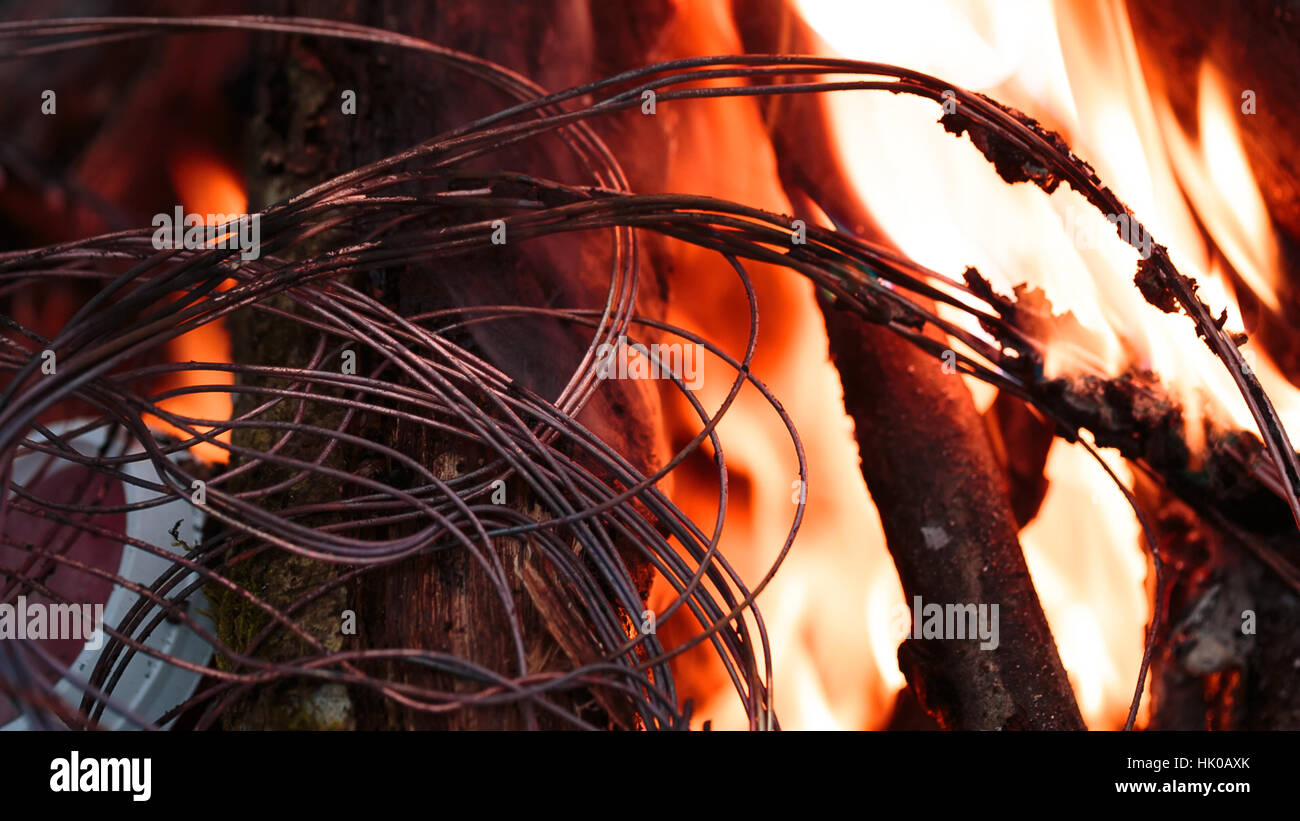 Firing wire in fire Stock Photo - Alamy