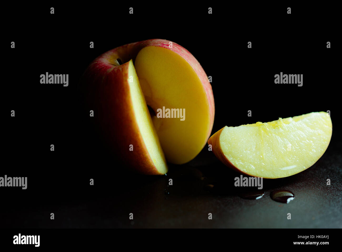 Apple and side of apple with moody and dark style and background Stock ...