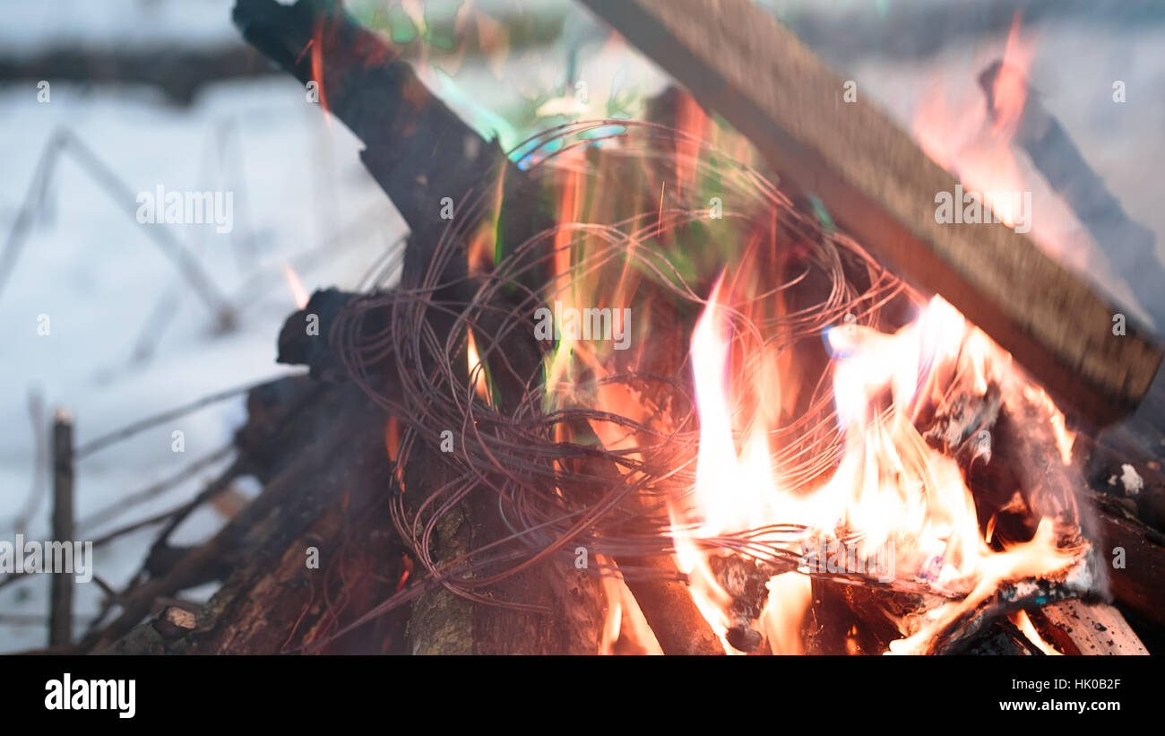 Firing wire in fire Stock Photo - Alamy