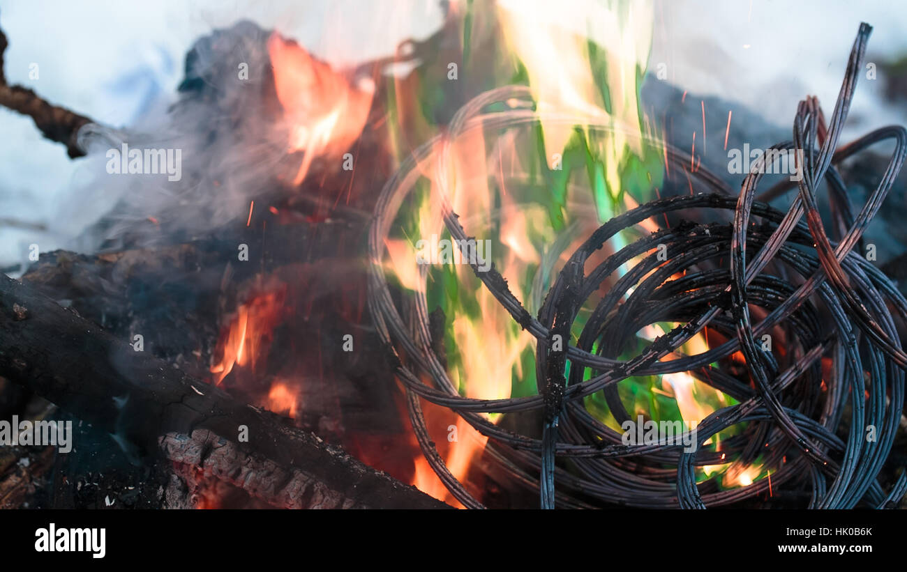 Firing wire in fire Stock Photo - Alamy