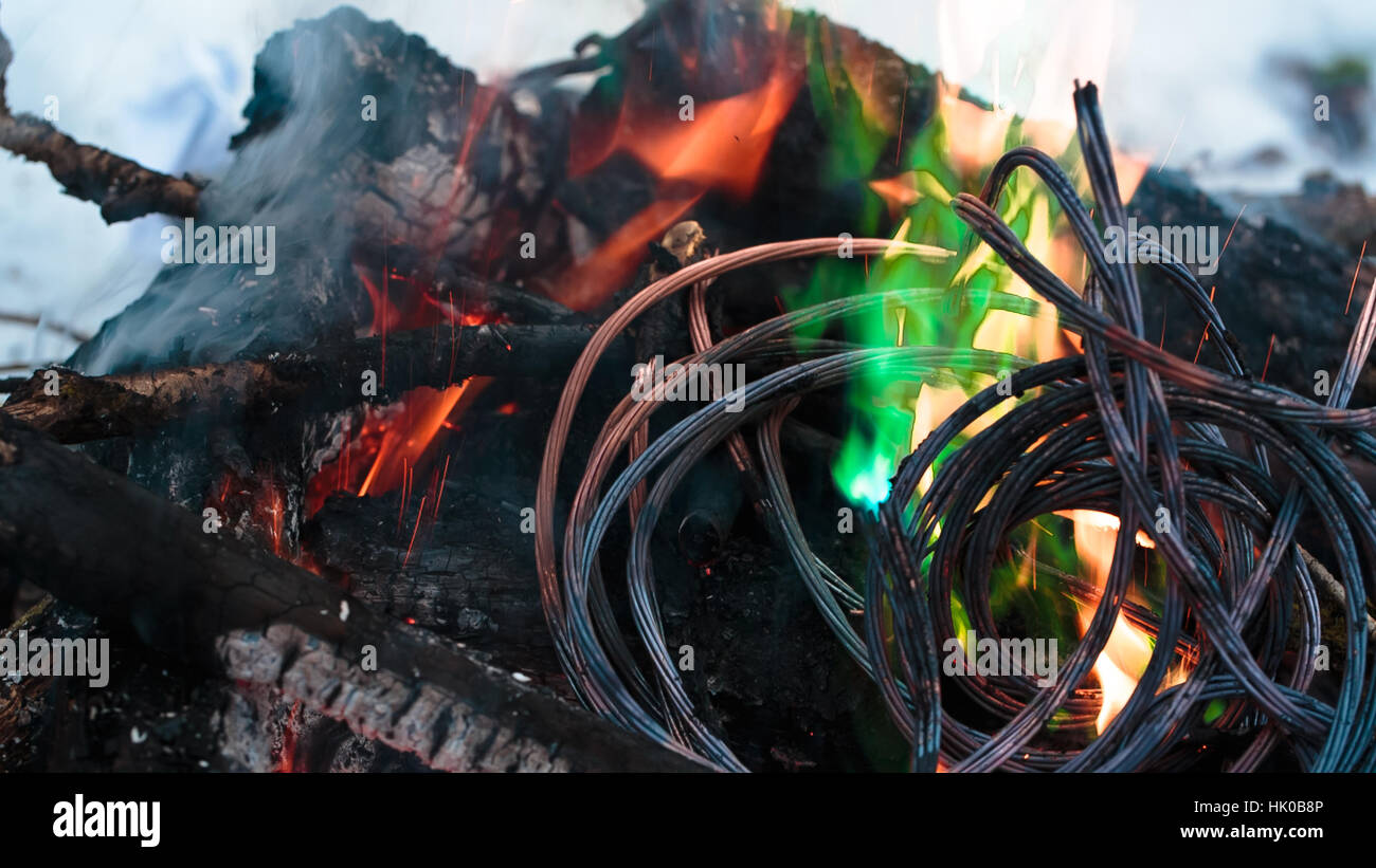Firing wire in fire Stock Photo - Alamy