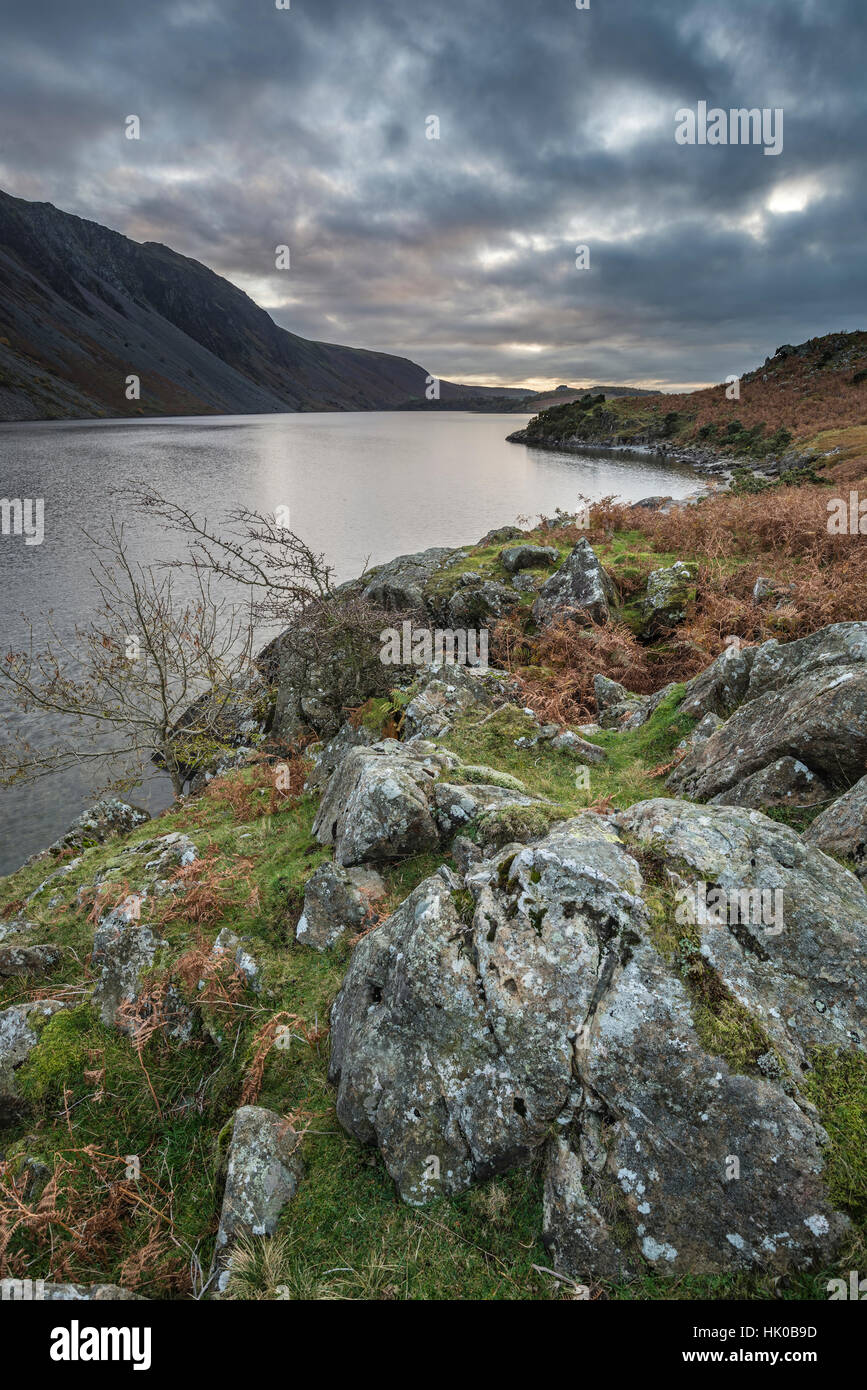 Stunning sunset landscape image of Wast Water and mountains in Lake ...