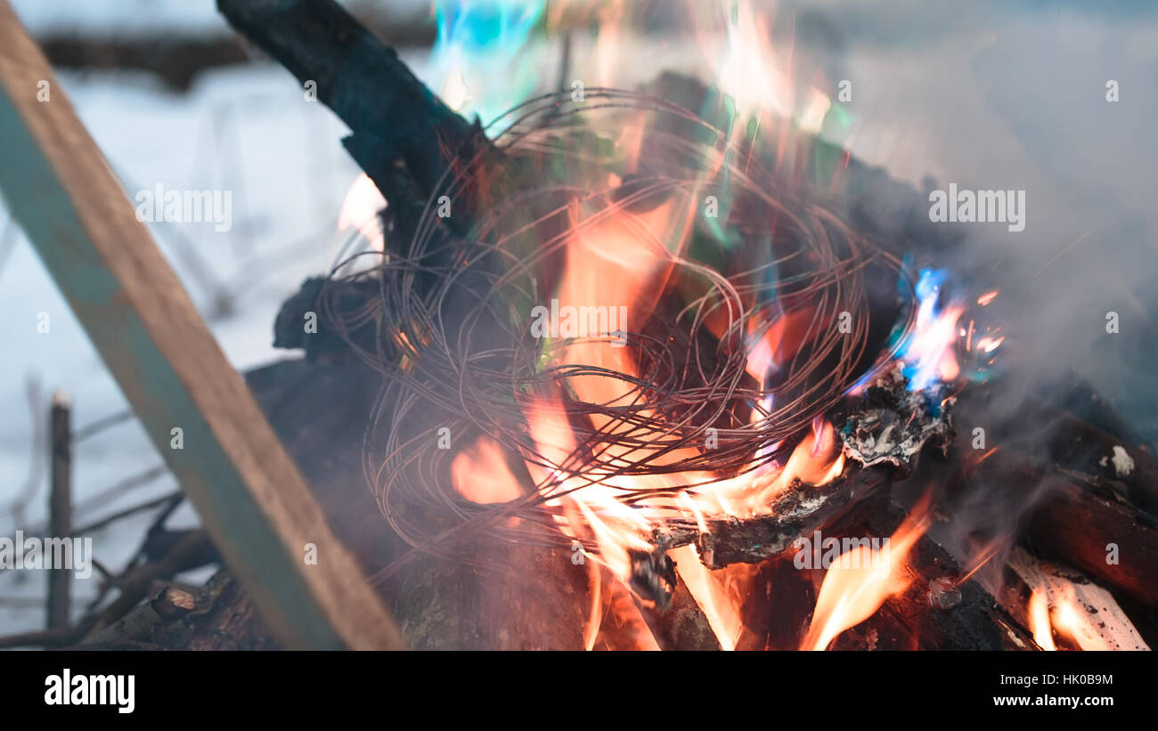 Firing wire in fire Stock Photo - Alamy