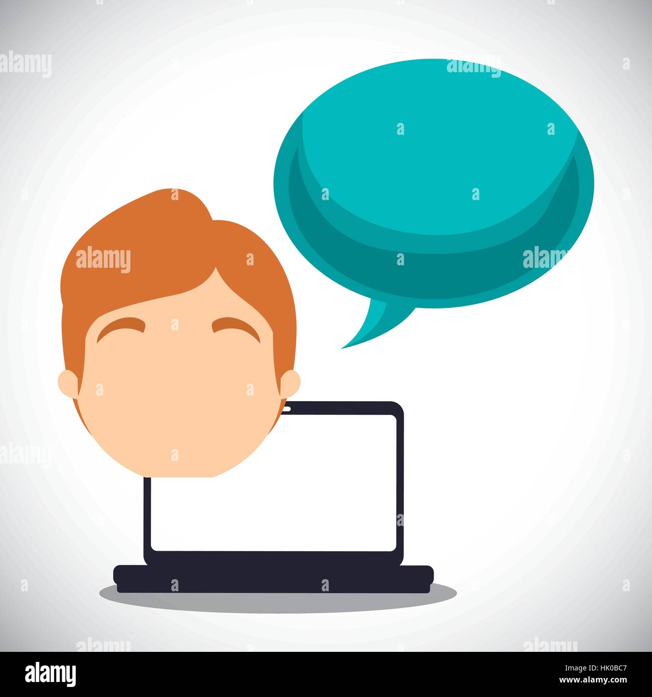 laptop guy bubble speech talk vector illustration eps 10 Stock Vector ...