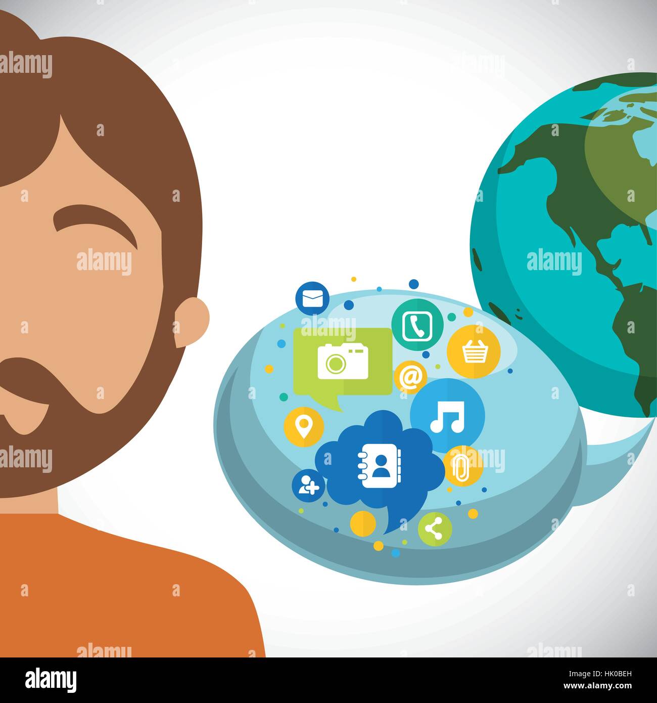 man world bubble speech communication social media vector illustration ...