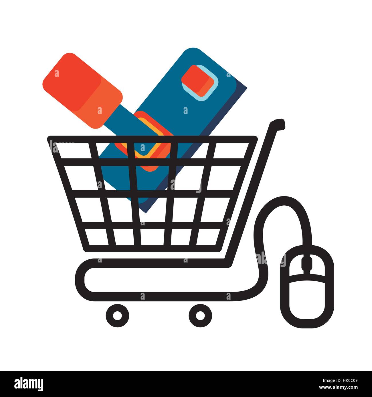 shopping cart online game mouse technology virtual vector illustration ...