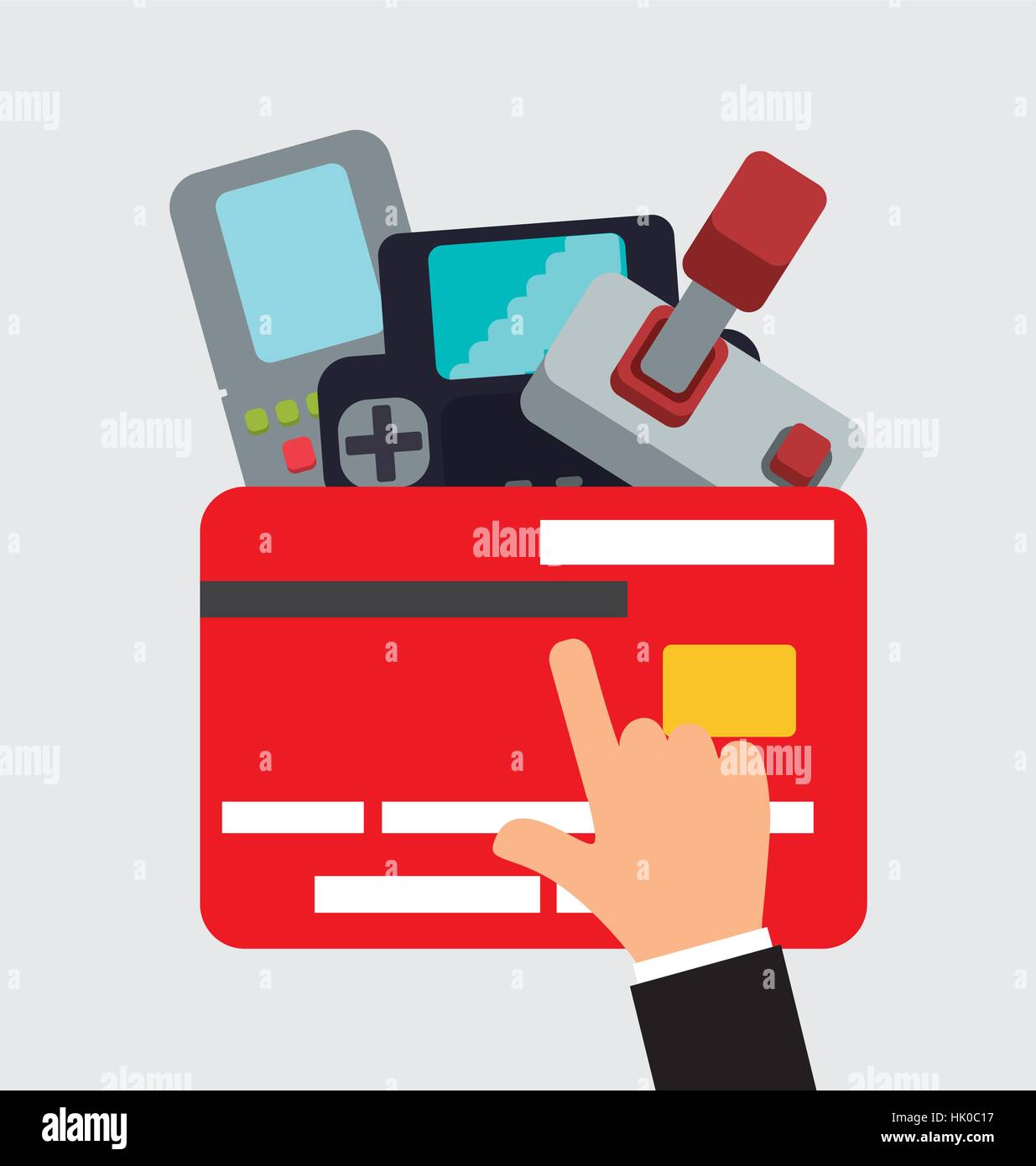 shopping online game credit card console control joystick vector ...
