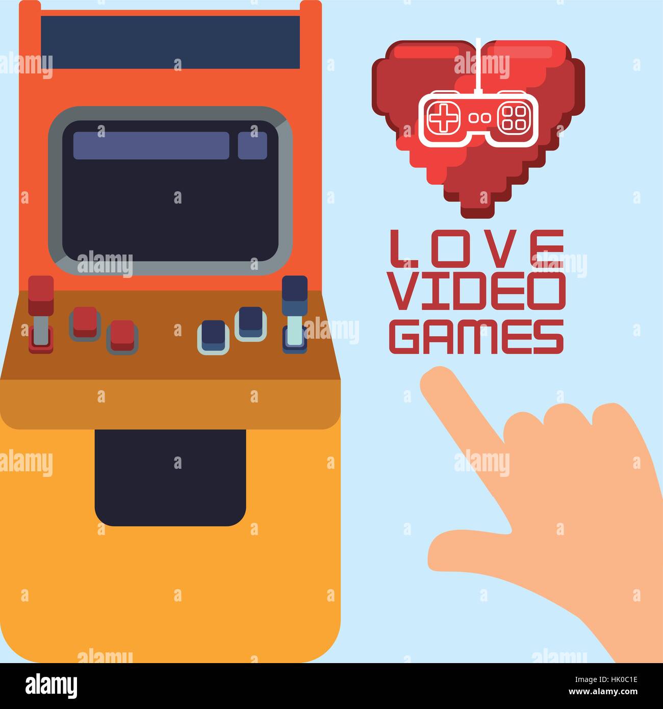 love video games arcade heart control vector illustration eps 10 Stock ...