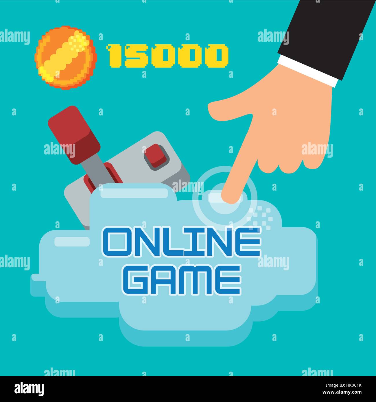 online game hand touch joystick coin score vector illustration eps 10 ...