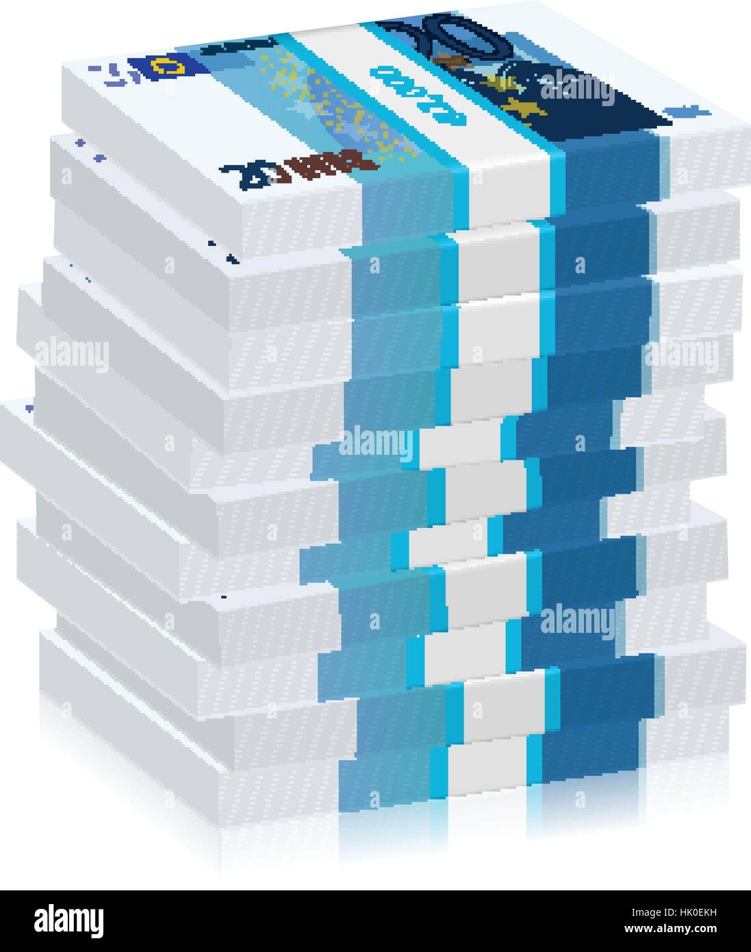 Twenty euro banknotes stacks on a white background. Vector illustration ...