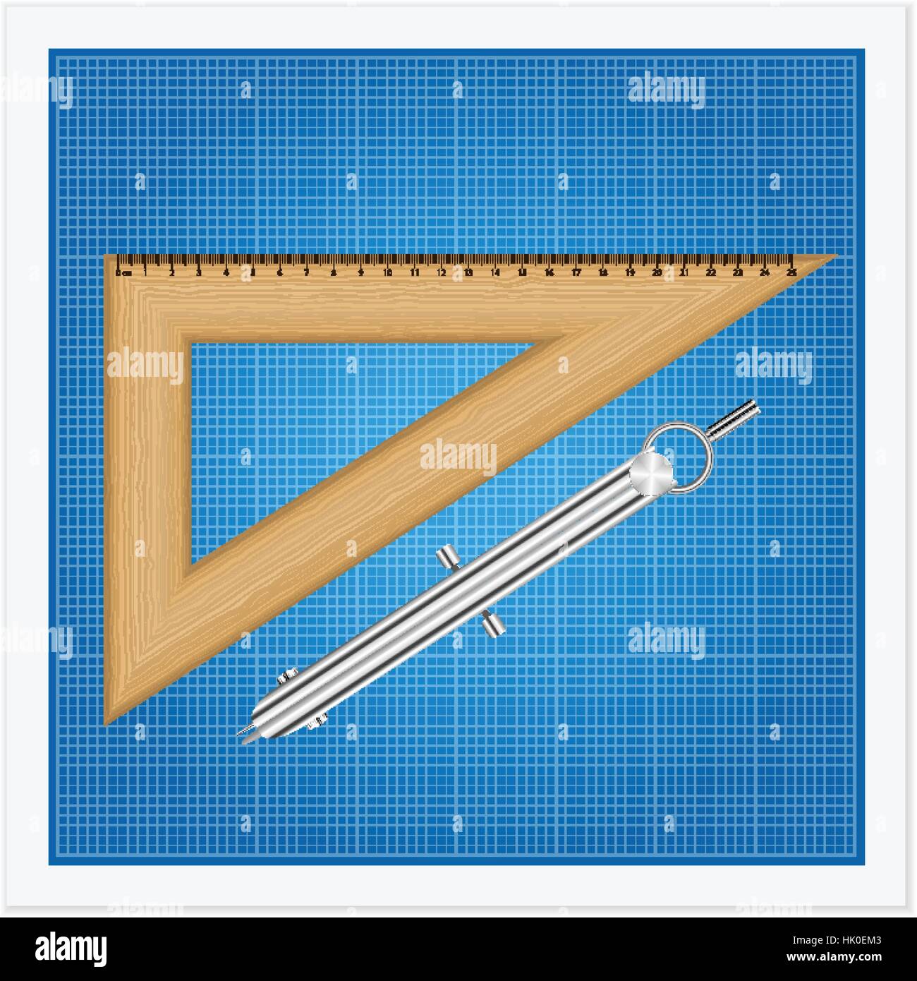 Blueprint and ruler instruments on a white background Stock Vector ...