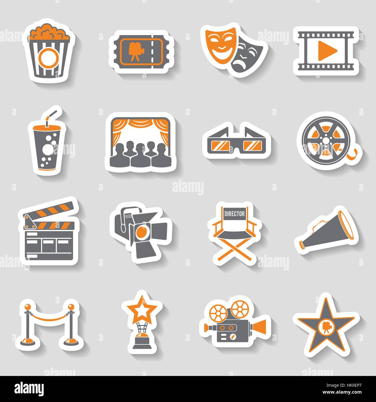 Cinema and Movie sticker Icons Set Stock Vector Image & Art - Alamy