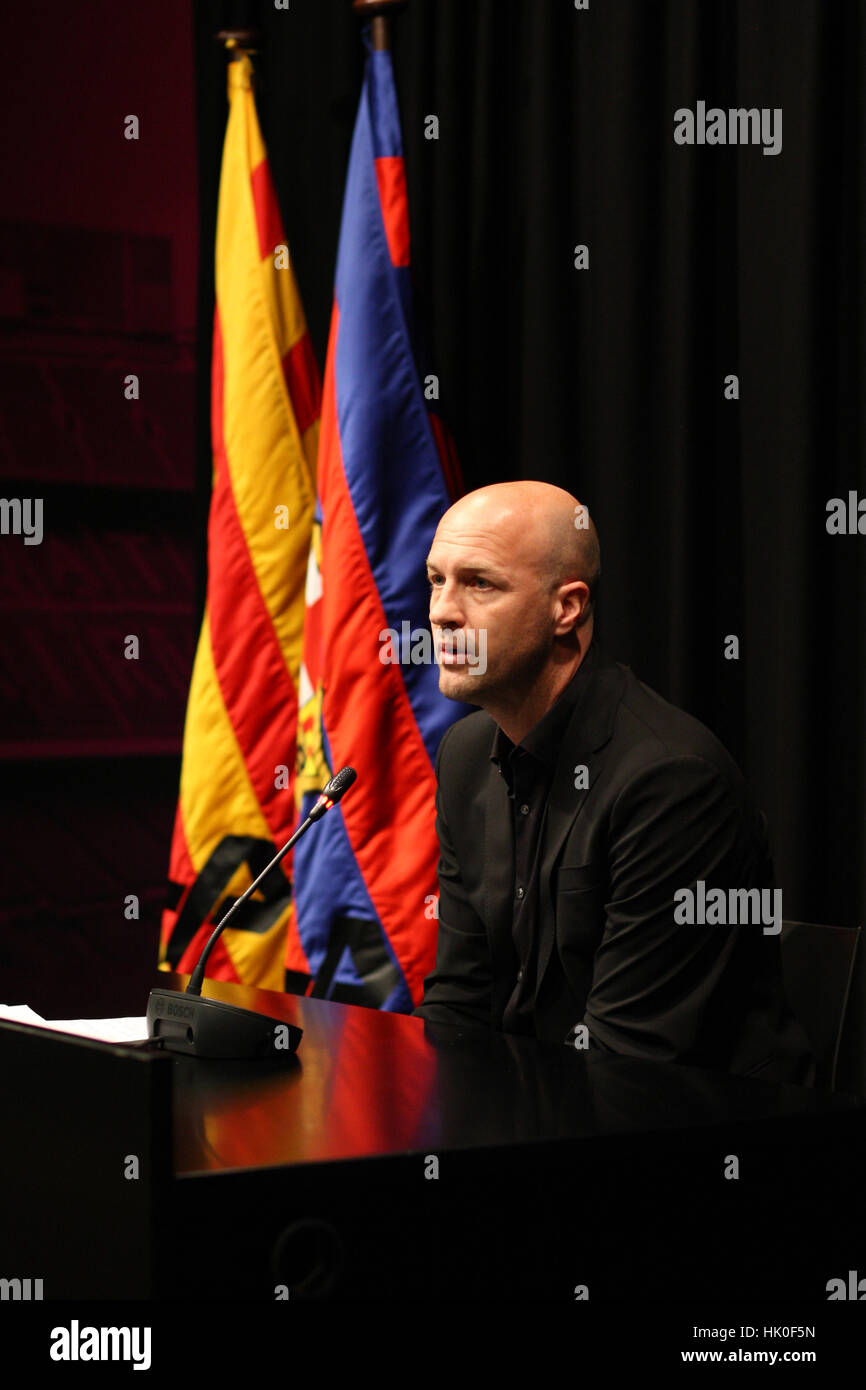 Jordi Cruyff attends a memorial ceremony in honor of Johan Cruyff in the Nou Camp in Barcelona ...