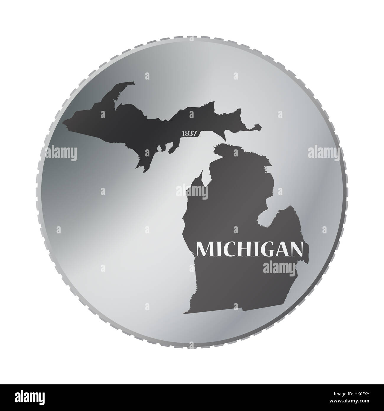 A Michigan state coin isolated on a white background Stock Photo - Alamy