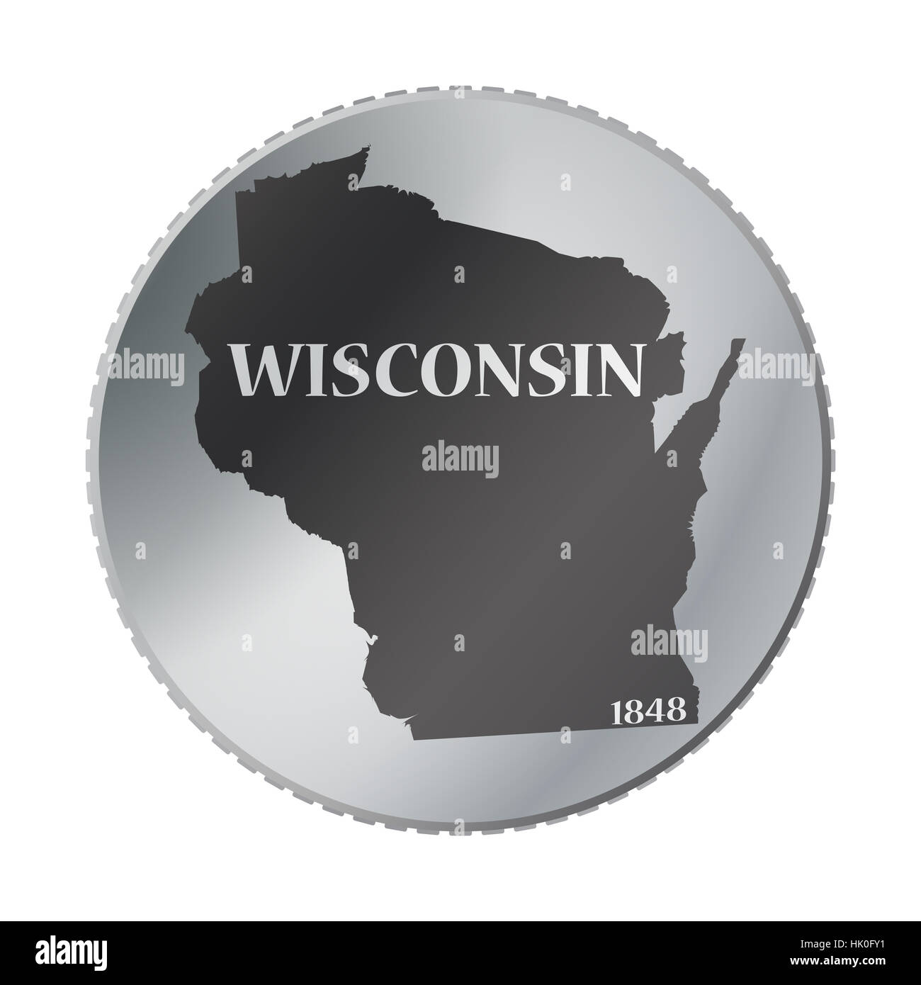 A Wisconsin state coin isolated on a white background Stock Photo - Alamy