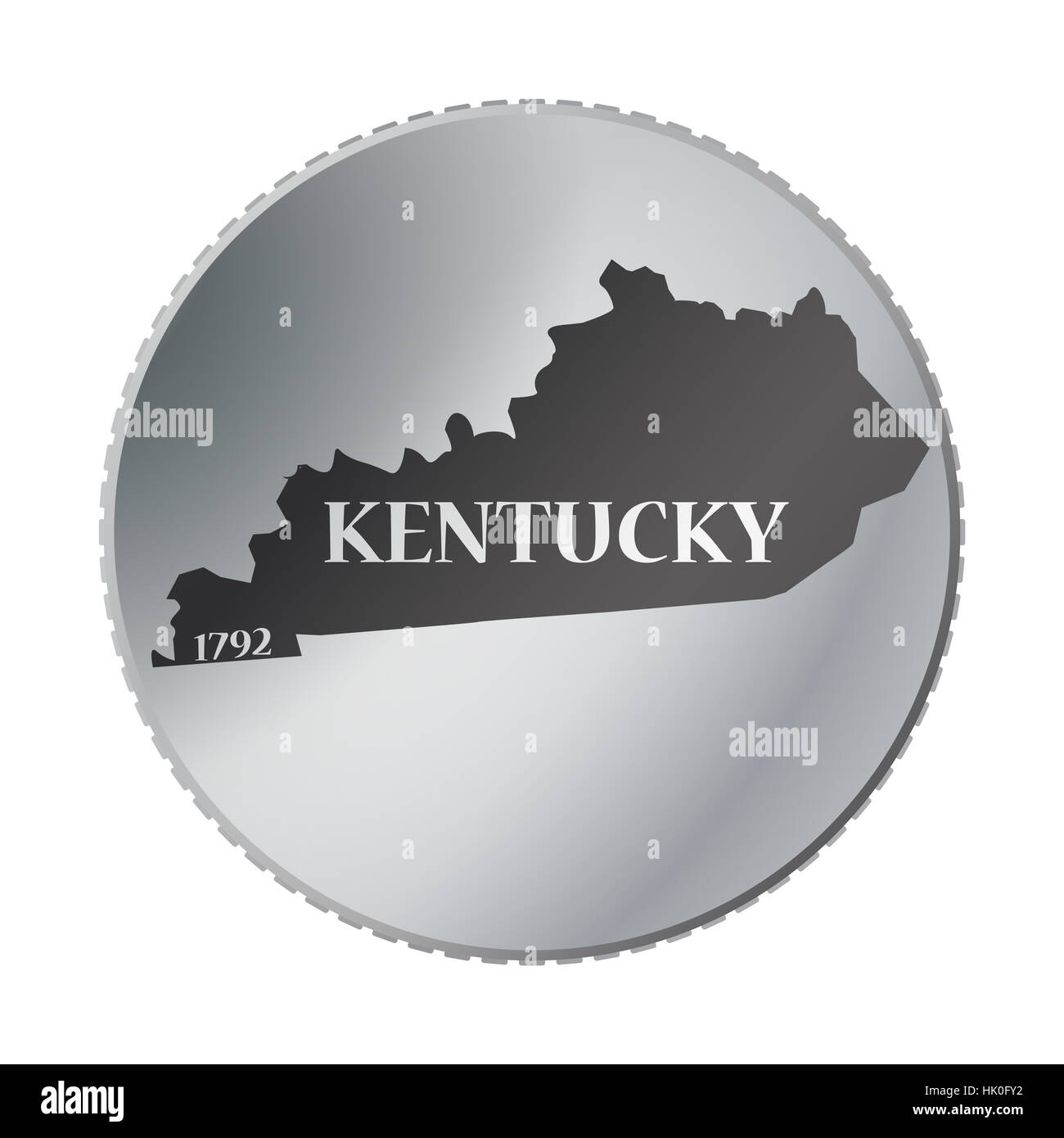 A Kentucky state coin isolated on a white background Stock Photo - Alamy