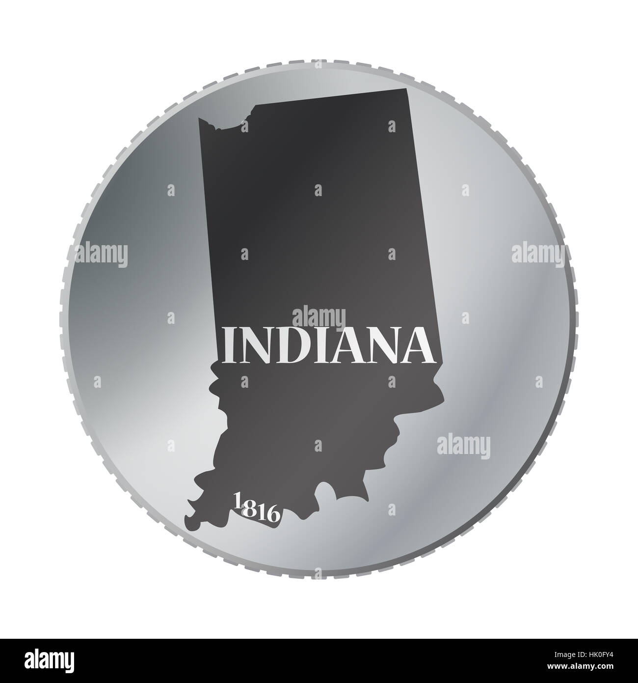An Indiana state coin isolated on a white background Stock Photo - Alamy