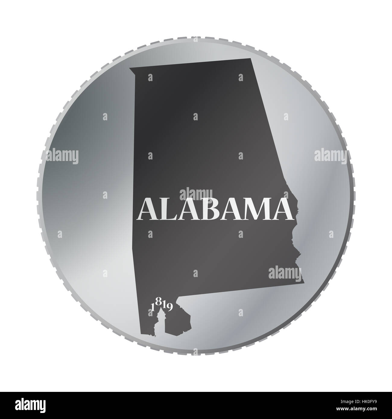 An Alabama state coin isolated on a white background Stock Photo - Alamy