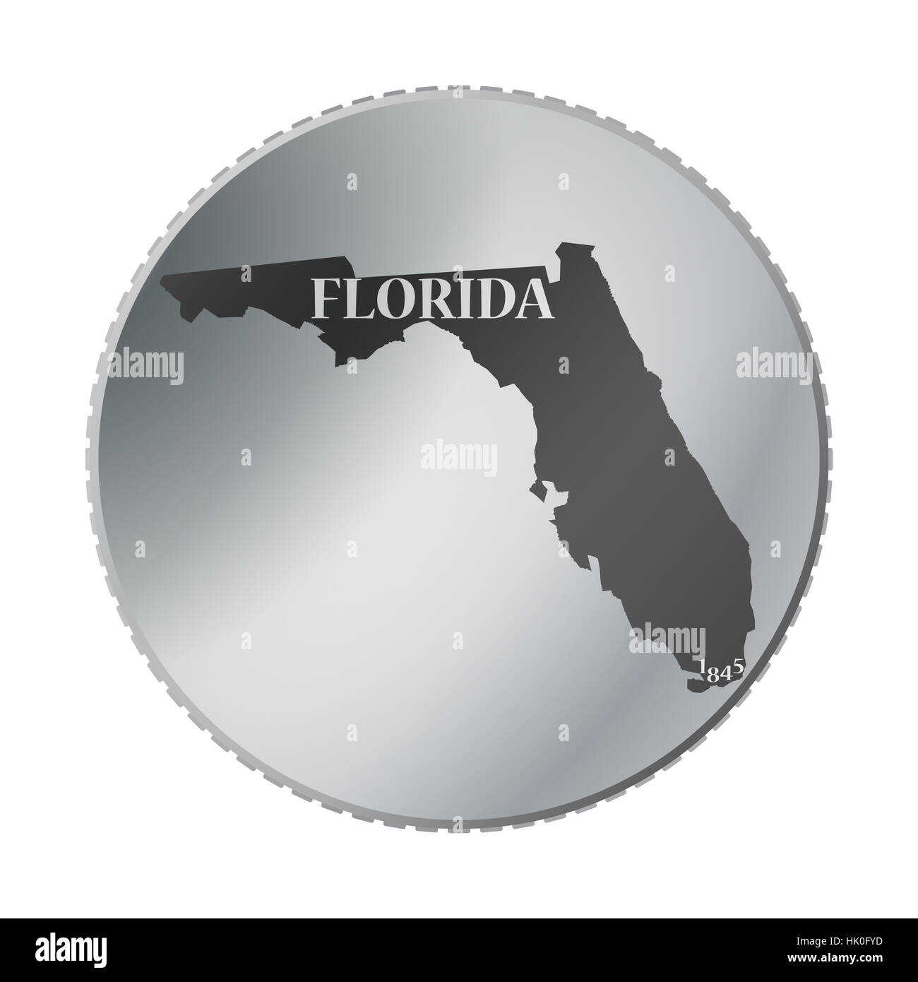 A Florida state coin isolated on a white background Stock Photo - Alamy