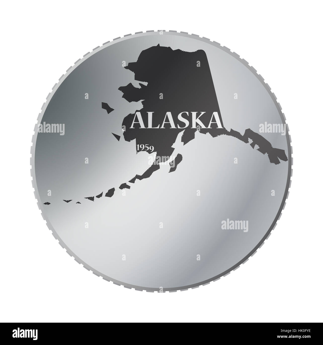 An Alaska state coin isolated on a white background Stock Photo - Alamy