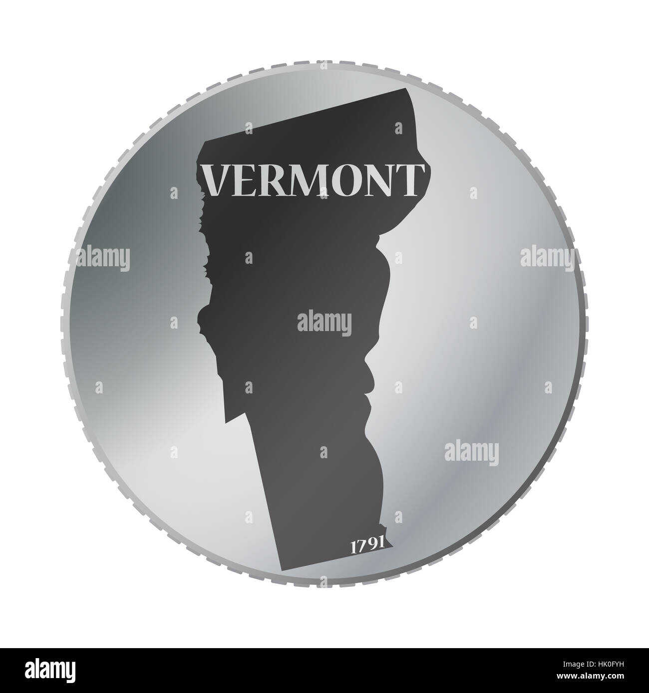A Vermont state coin isolated on a white background Stock Photo - Alamy