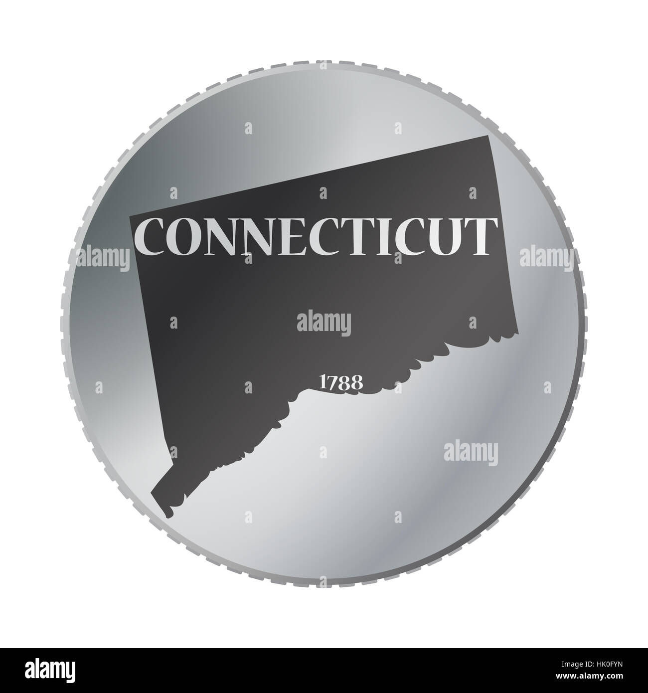A Connecticut state coin isolated on a white background Stock Photo - Alamy