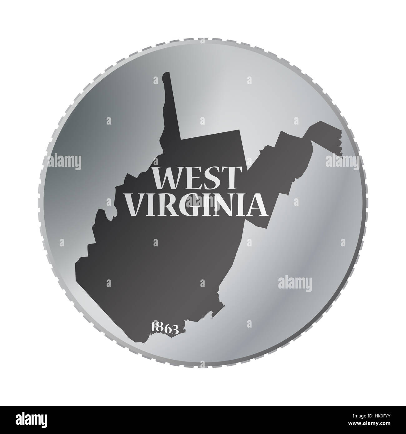 A West Virginia state coin isolated on a white background Stock Photo ...