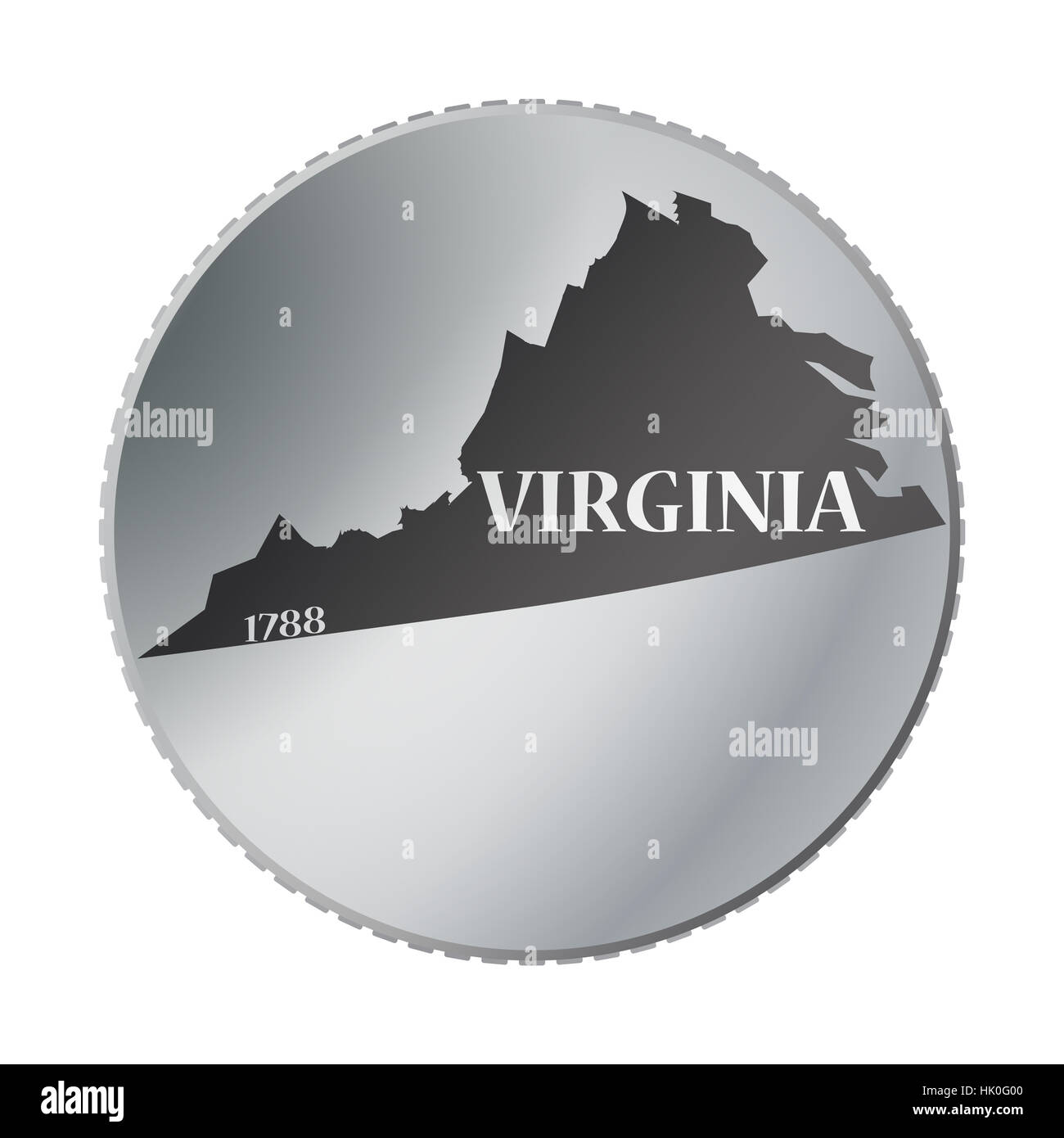A Virginia state coin isolated on a white background Stock Photo - Alamy