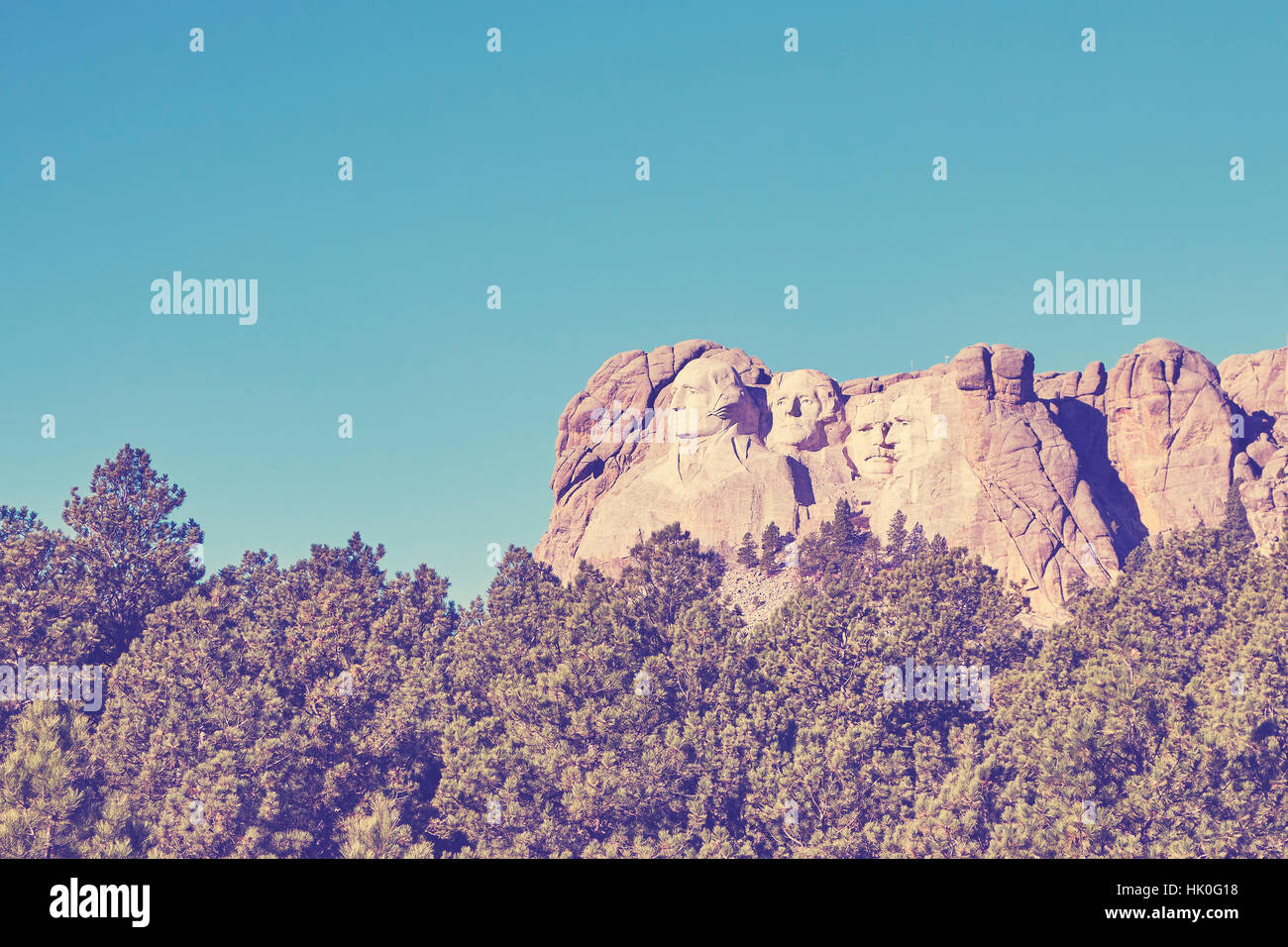 Retro color toned Mount Rushmore National Memorial, South Dakota ...