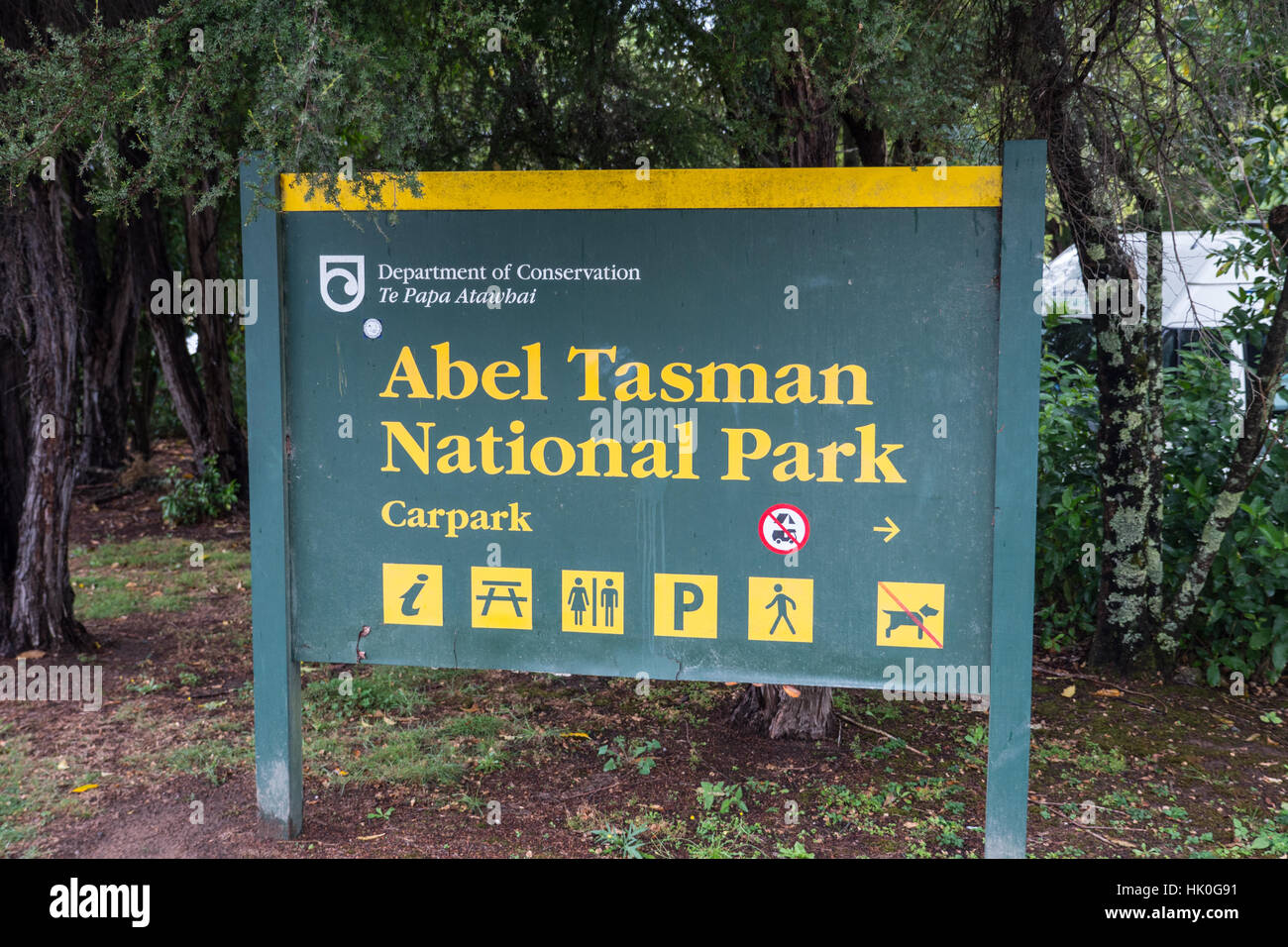 Information and direction signs. Abel Tasman National Park, Nelson ...
