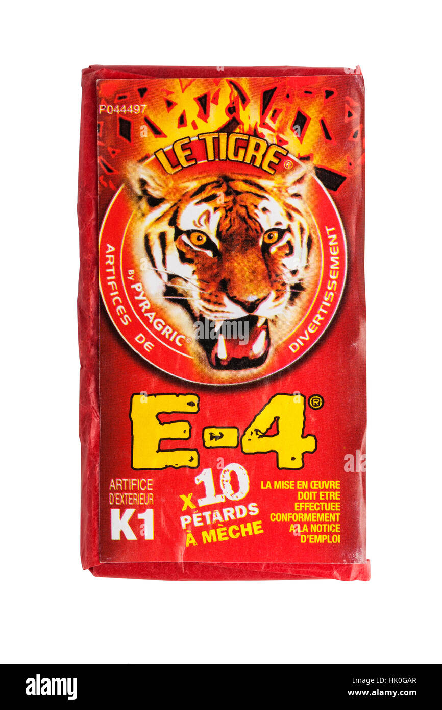 A packet of firecracker bangers fireworks on a white background Stock ...