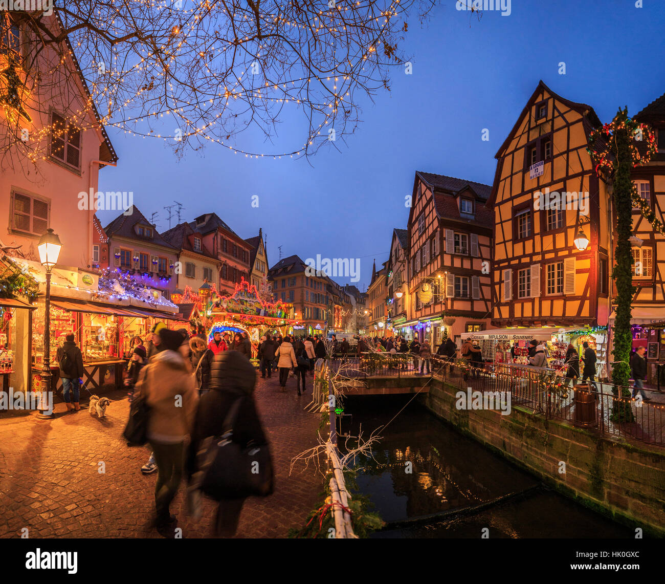 Panorama of Christmas Markets in the old medieval town of Colmar at ...