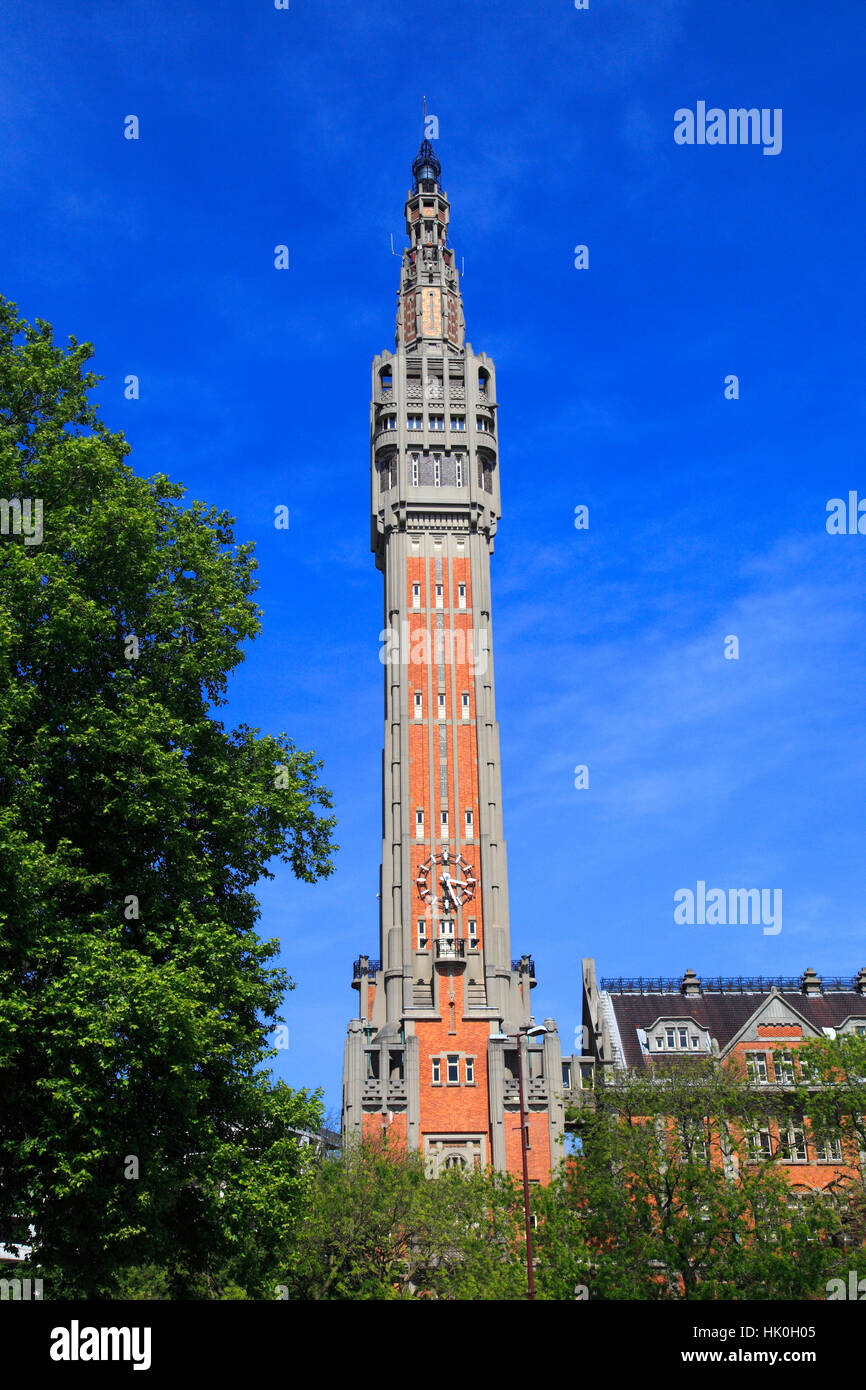 France, North-Eastern France, Lille, belfry of the city hall Stock ...