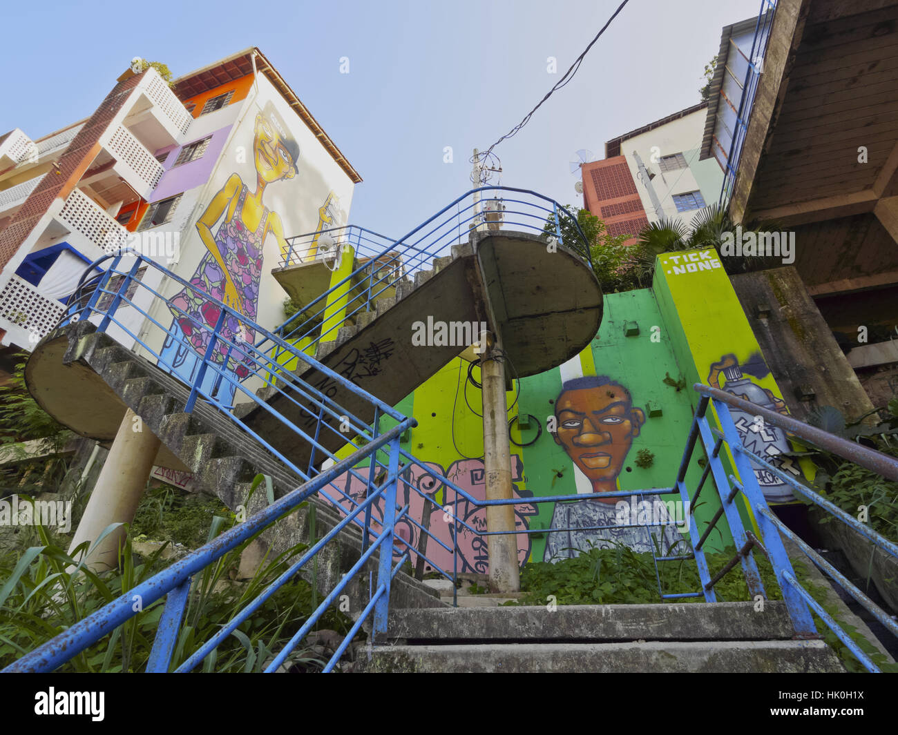 Mural painting in the Favela Santa Marta, Rio de Janeiro, Brazil, South ...