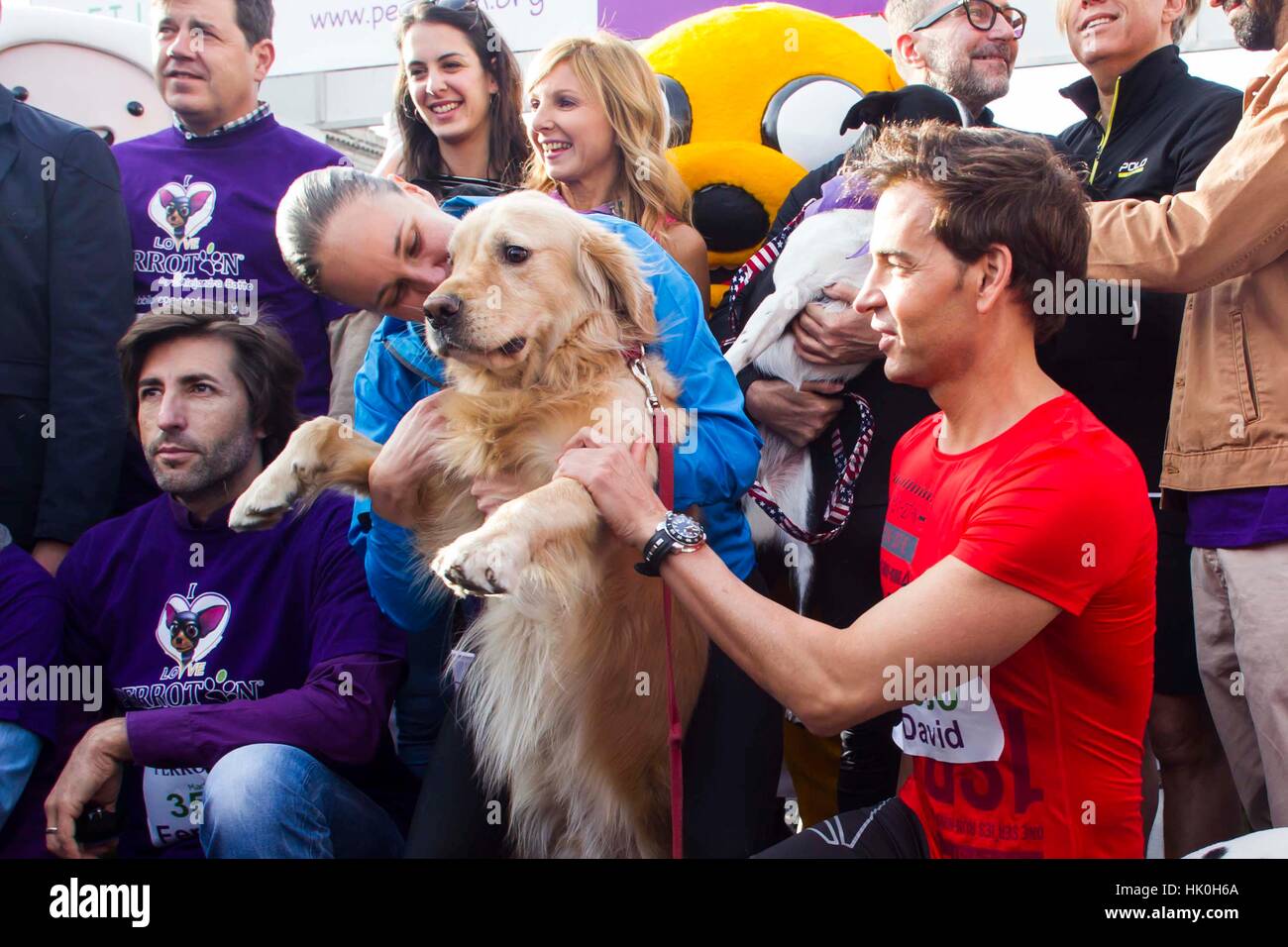 Swimmer David Meca during the race dog "Perroton" in Madrid on Sunday ...