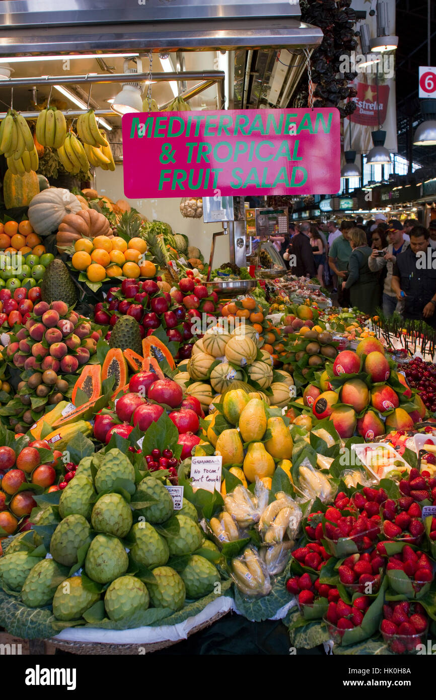 Spain, Catalonia, Barcelona, Boqueria Market, mediterranean and ...