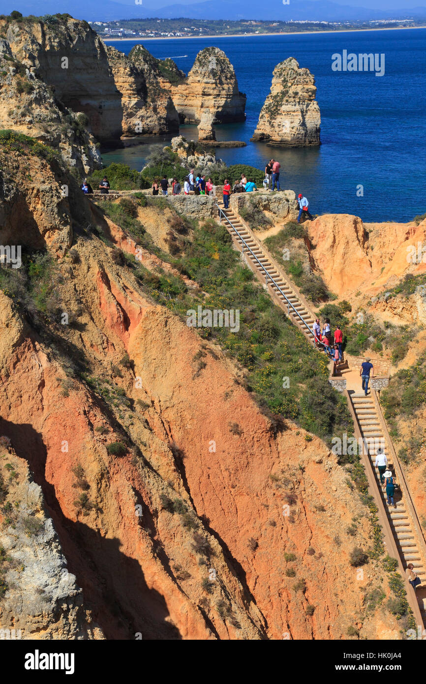 Portugal, Algarve, Lagos. Sculpted cliffs of Ponta da Piedade Stock ...
