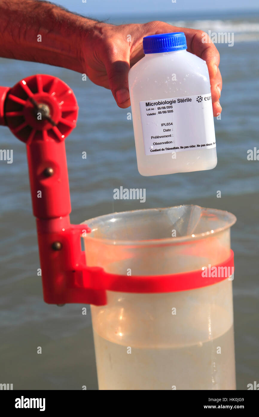 France, sea water sample, testing bathing water quality Stock Photo - Alamy