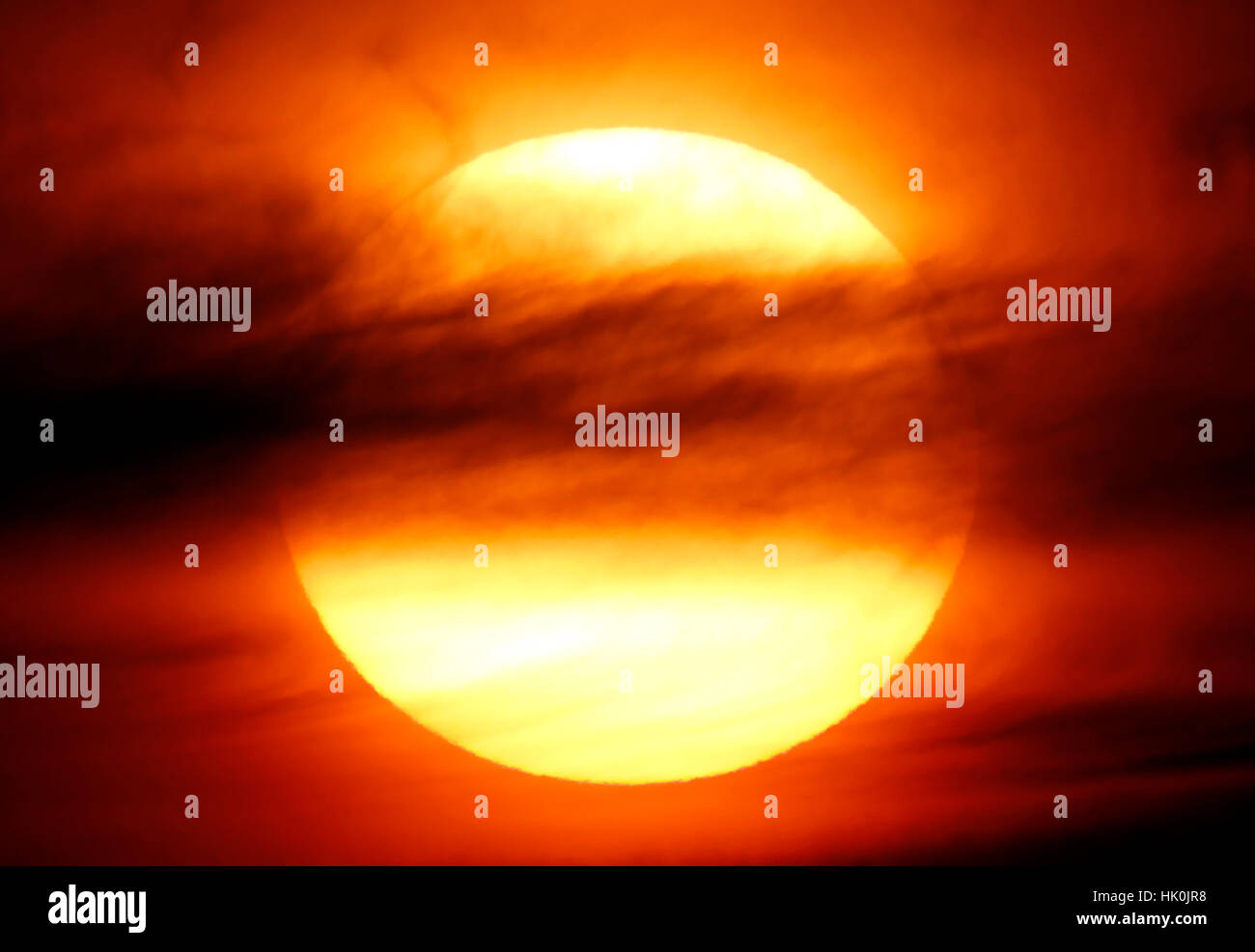 France, Normandy. Closeup of the sun shortly before sunset Stock Photo ...
