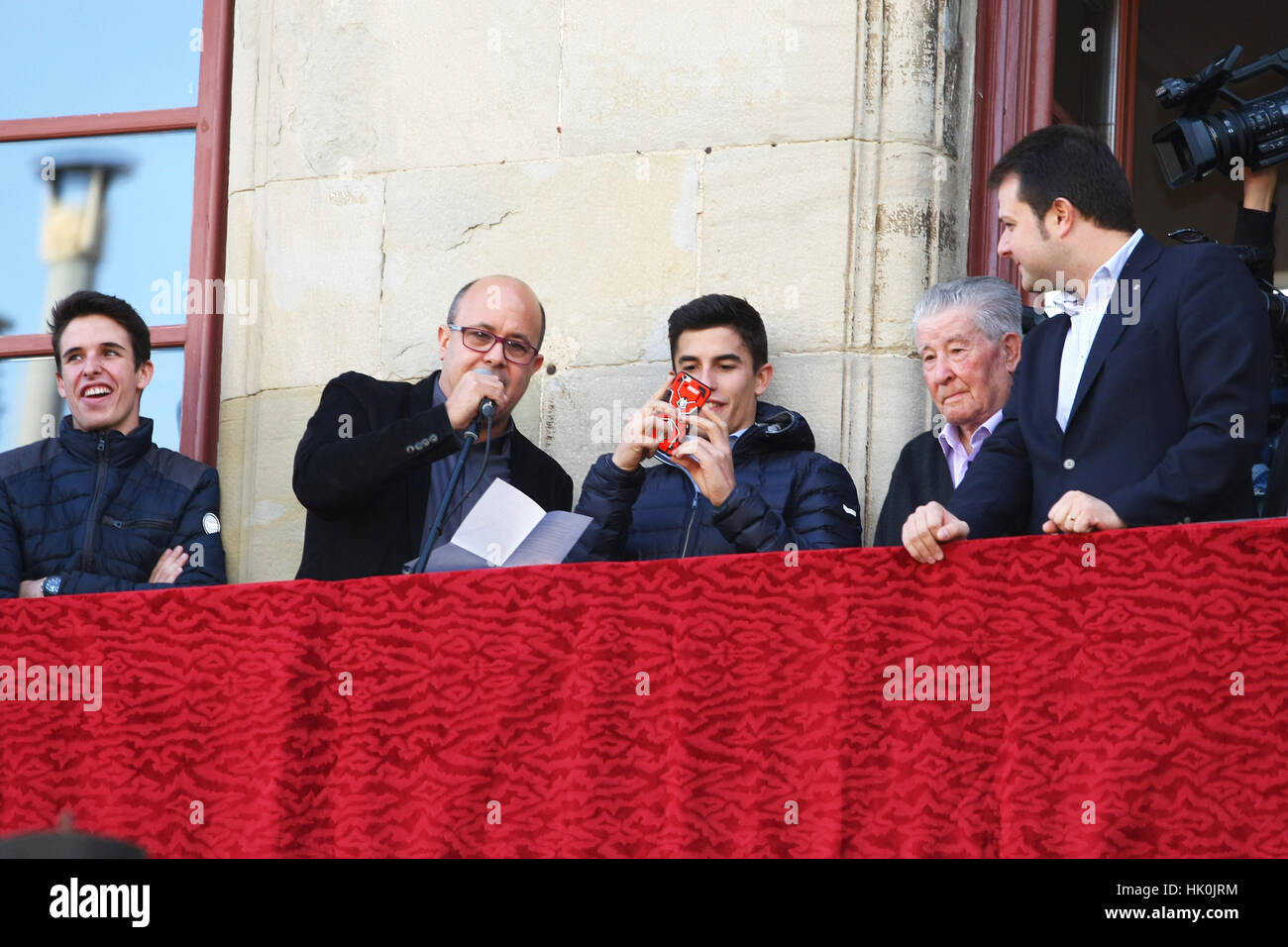 Spanish Motorcycle Marc Marquez during a tribute to the pilot of the ...