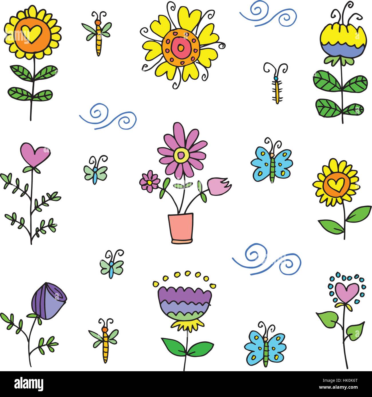Vector art of spring set doodles Stock Vector Image & Art - Alamy