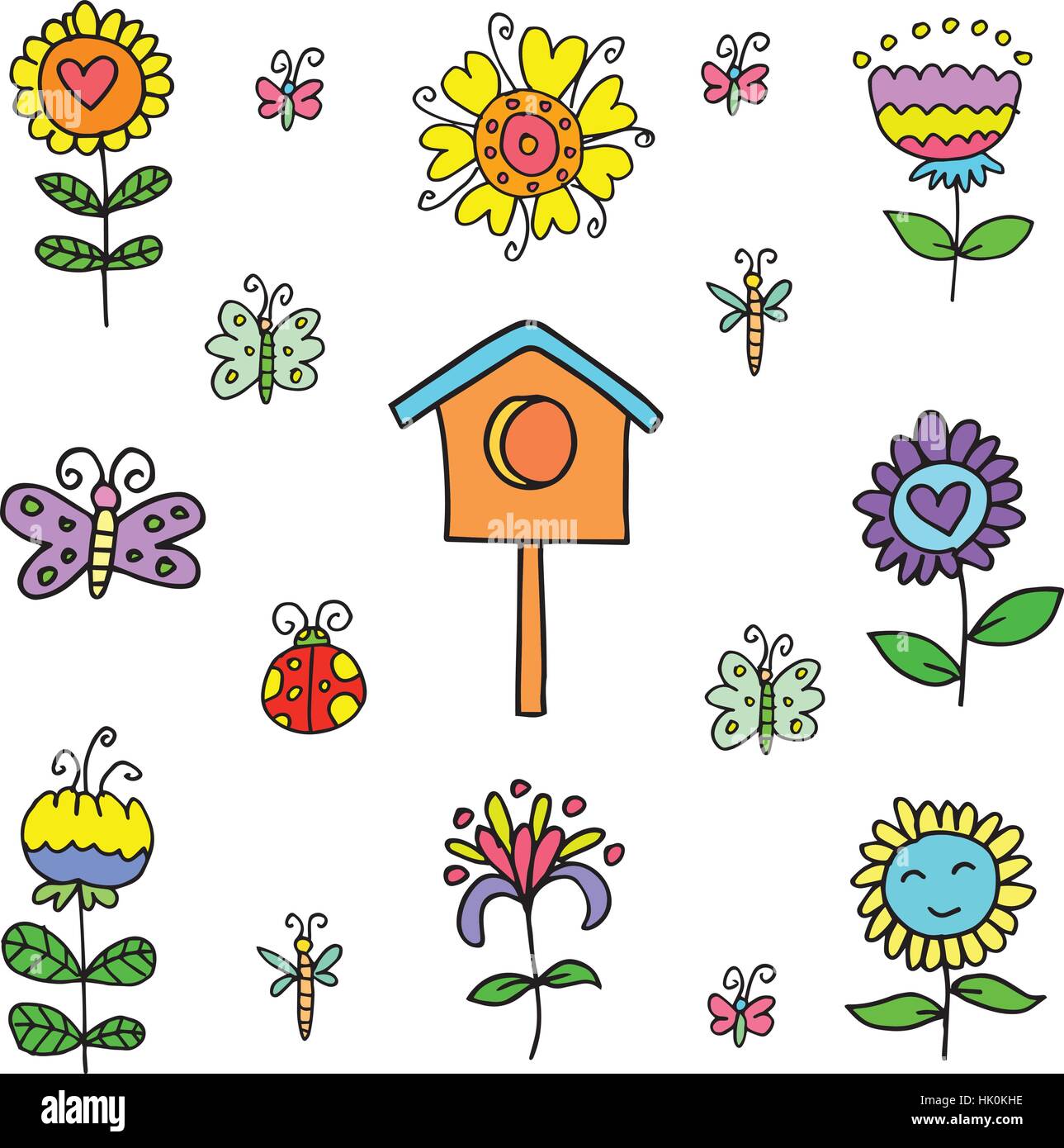 Illustration of spring element doodles Stock Vector Image & Art - Alamy