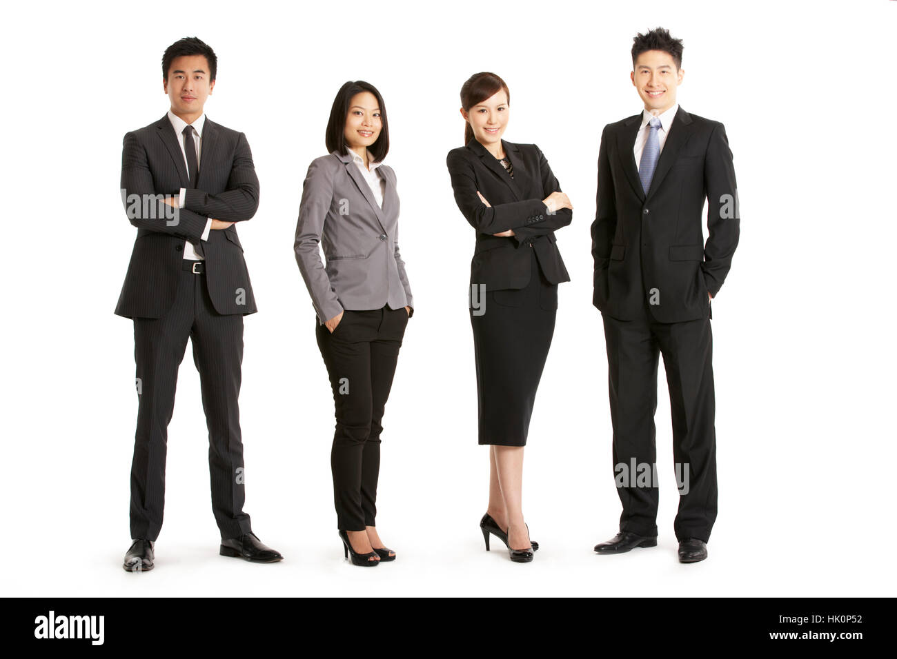 Full Length Studio Portrait Of Chinese Business Team Stock Photo - Alamy