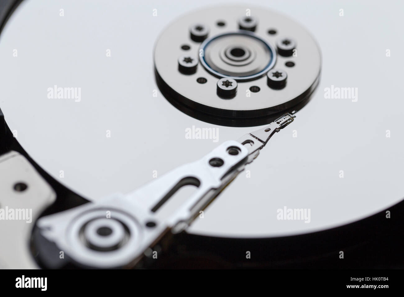 Close ups of an open computer hard drive Stock Photo - Alamy