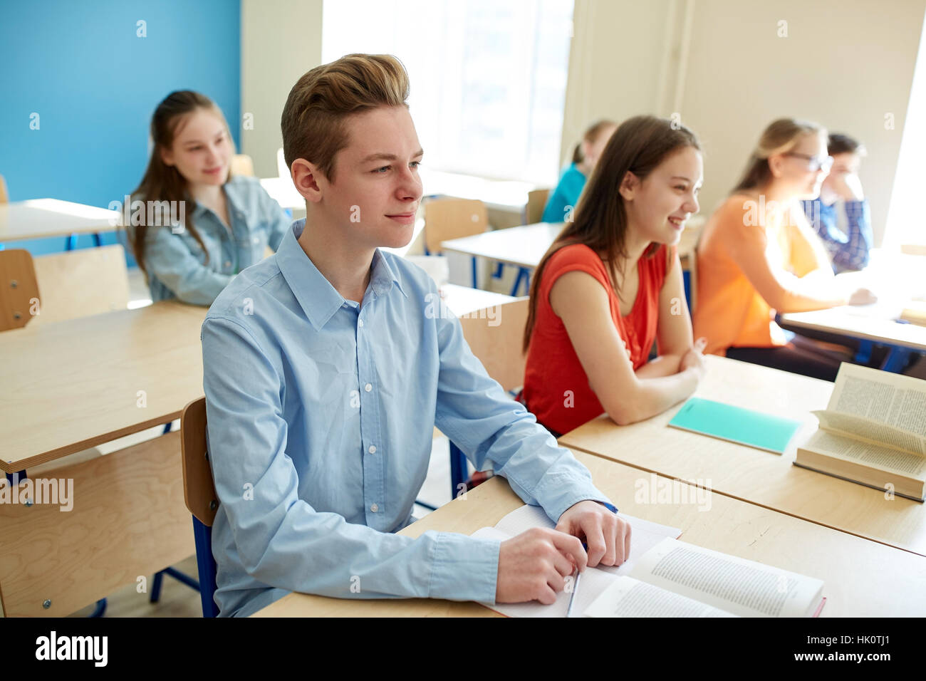 happy student boy at school lesson Stock Photo - Alamy