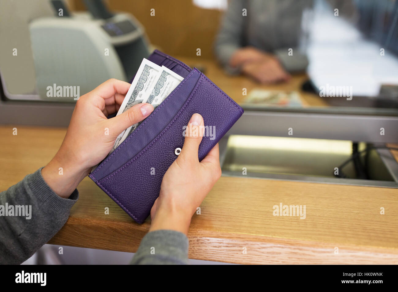 hands with money at bank or currency exchanger Stock Photo - Alamy
