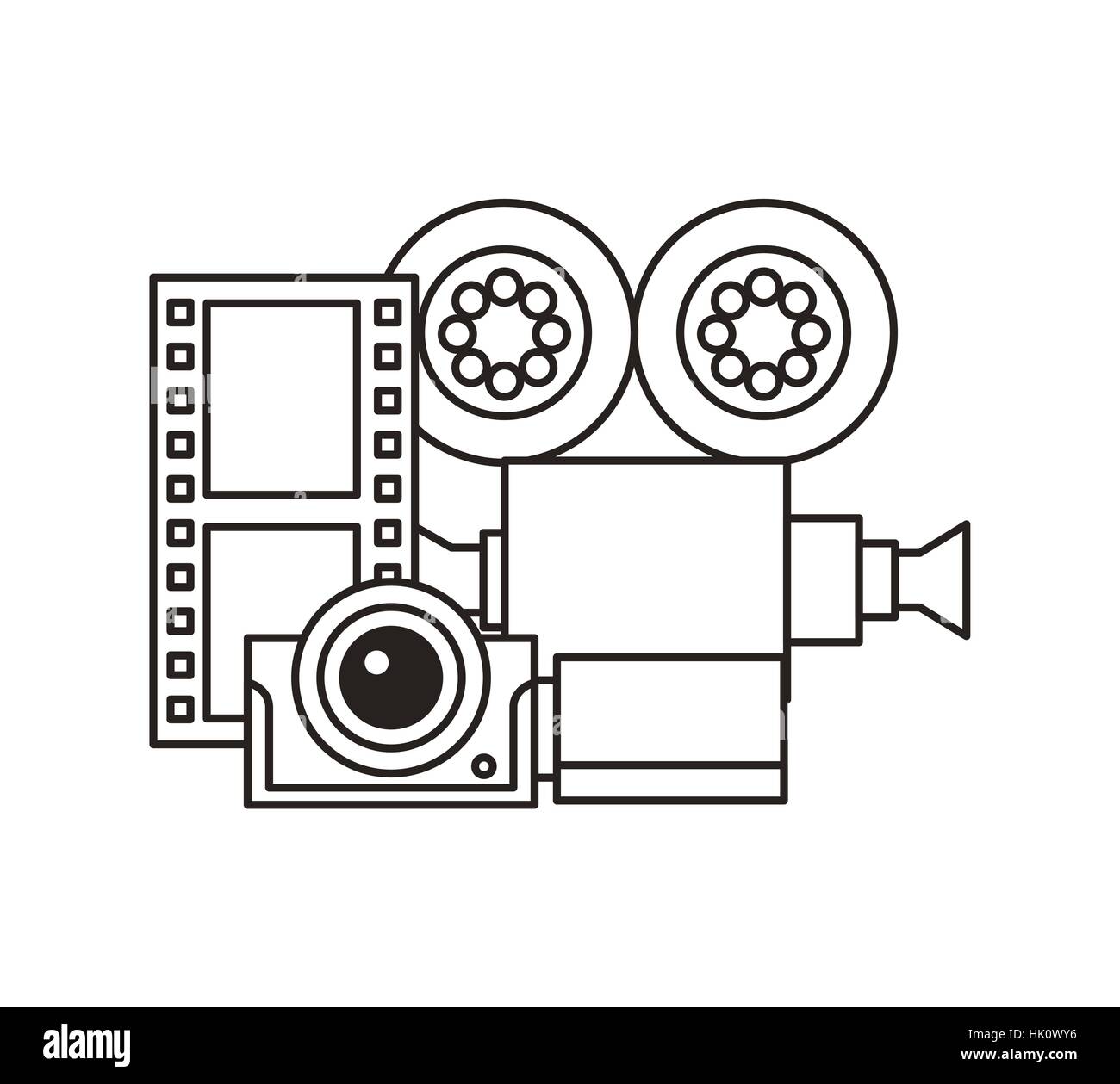 film reel, camera and video recorder over white background. vector illustration Stock Vector ...