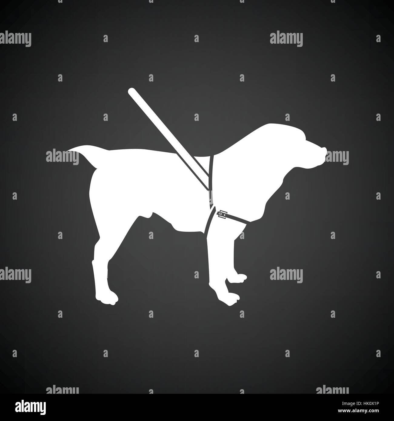 Guide dog icon. Black background with white. Vector illustration Stock ...