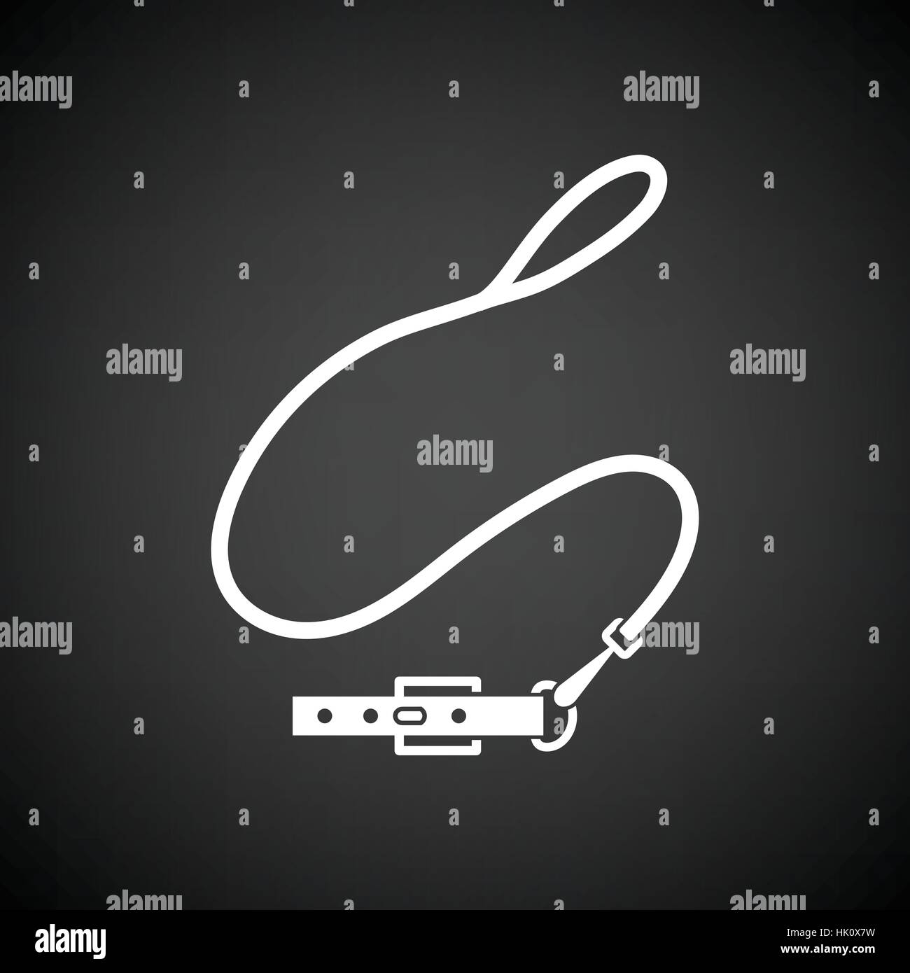Dog lead icon. Black background with white. Vector illustration Stock ...